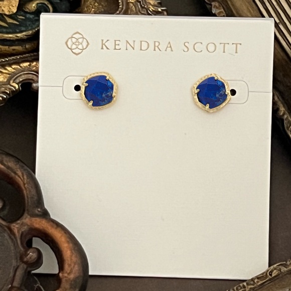 Kendra Scott | Jewelry | Kendra Scott Gold Davie Cobalt Blue Howlite Earrings | Poshmark
